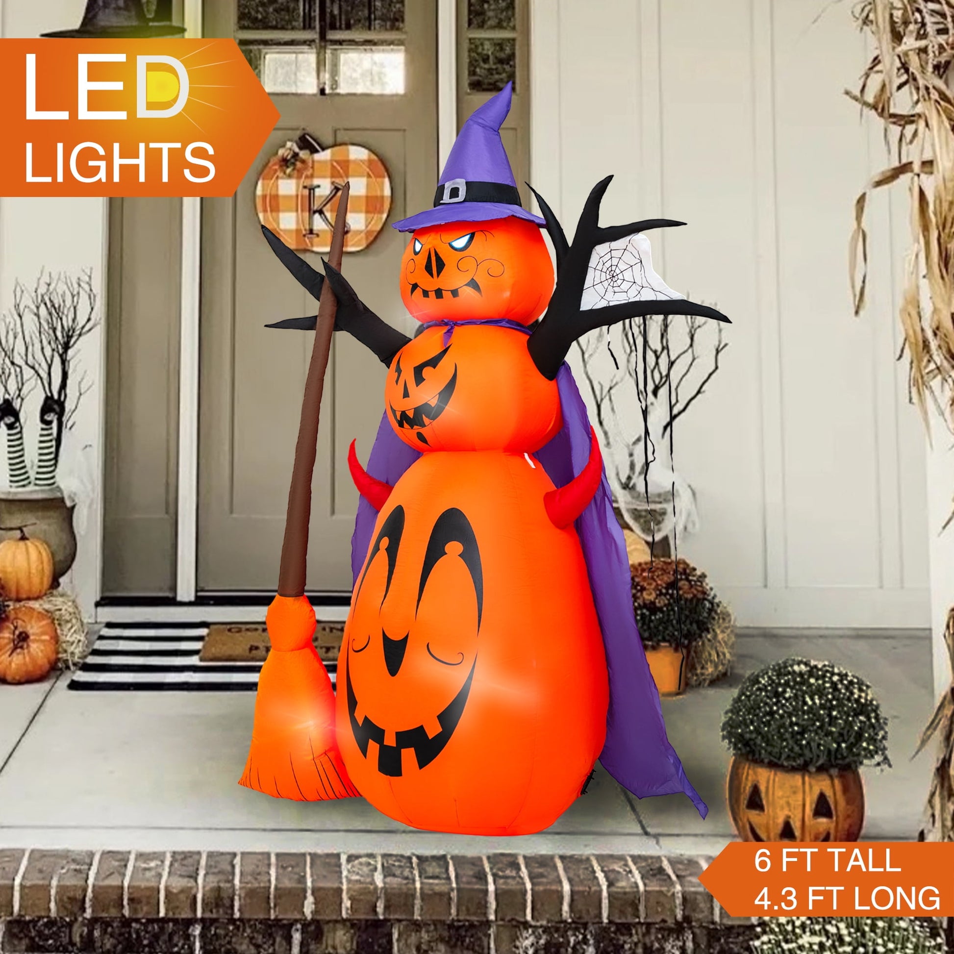 Yexmas 6 Ft Inflatable Halloween Pumpkins Stack Holiday Decor Spooky